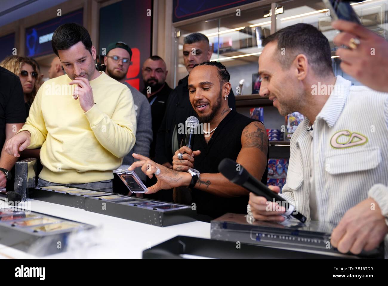 Lewis Hamilton and Fanatics founder Michael Rubin during the official ...