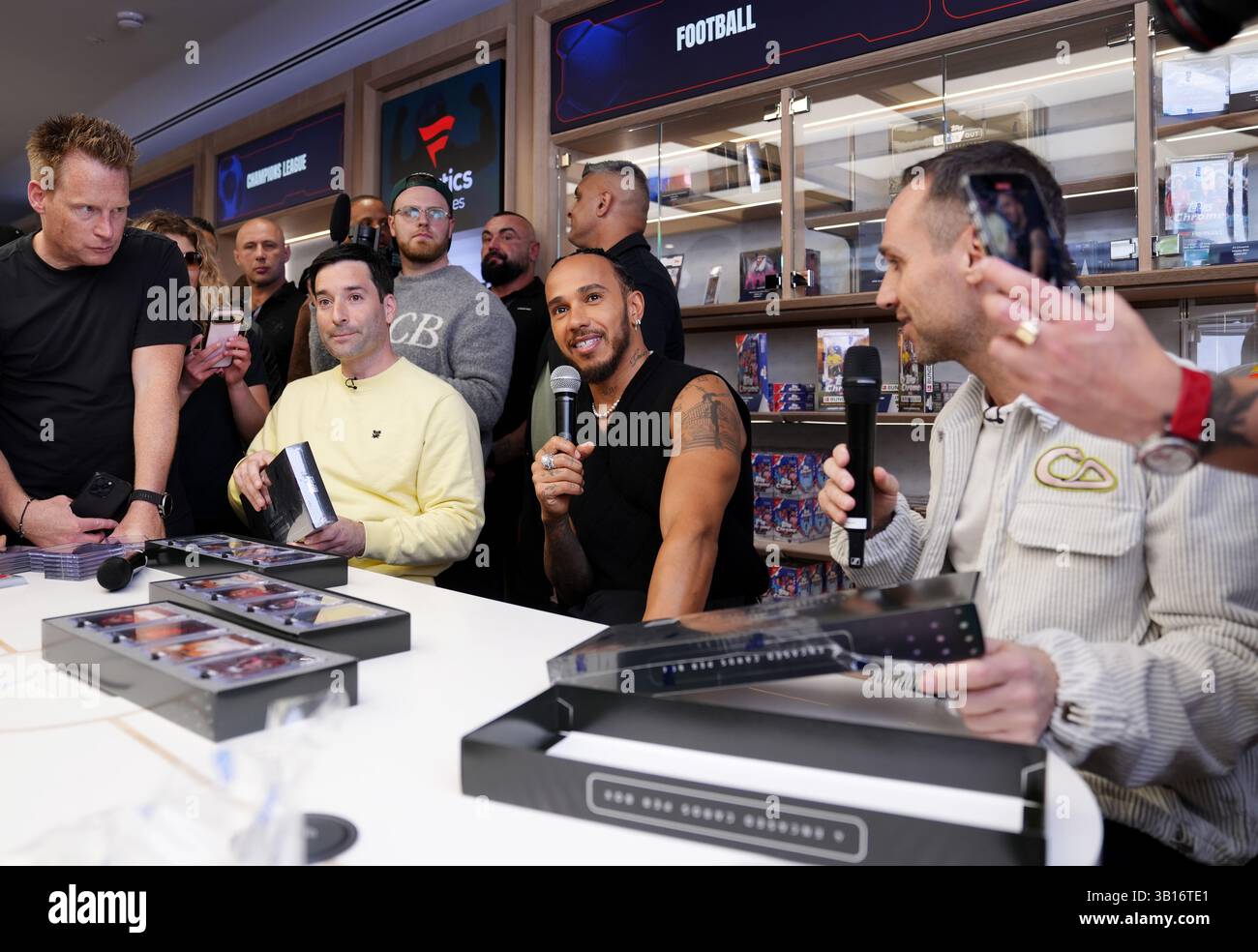 Lewis Hamilton and Fanatics founder Michael Rubin during the official ...