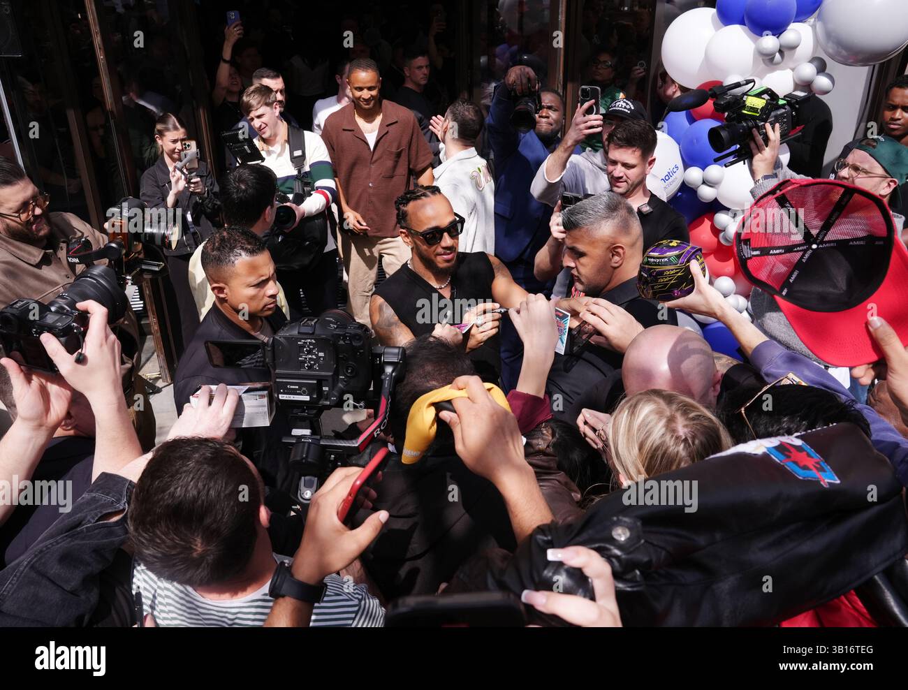 Lewis Hamilton during the official opening of the brand-new flagship ...