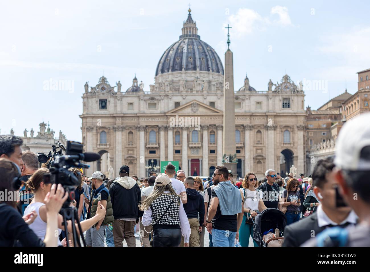Vatican - April, 23, 2025: Crowd at Saint Peters Basilica on day of ...