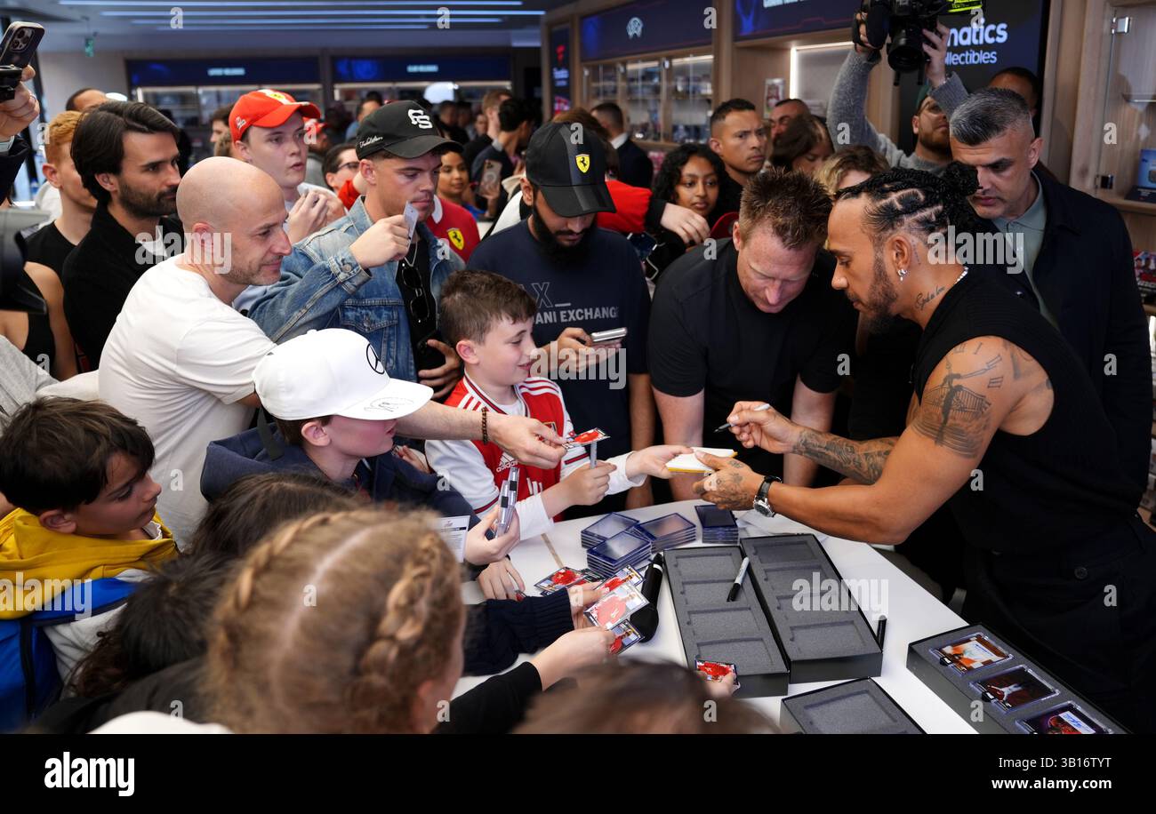 Lewis Hamilton during the official opening of the brand-new flagship ...