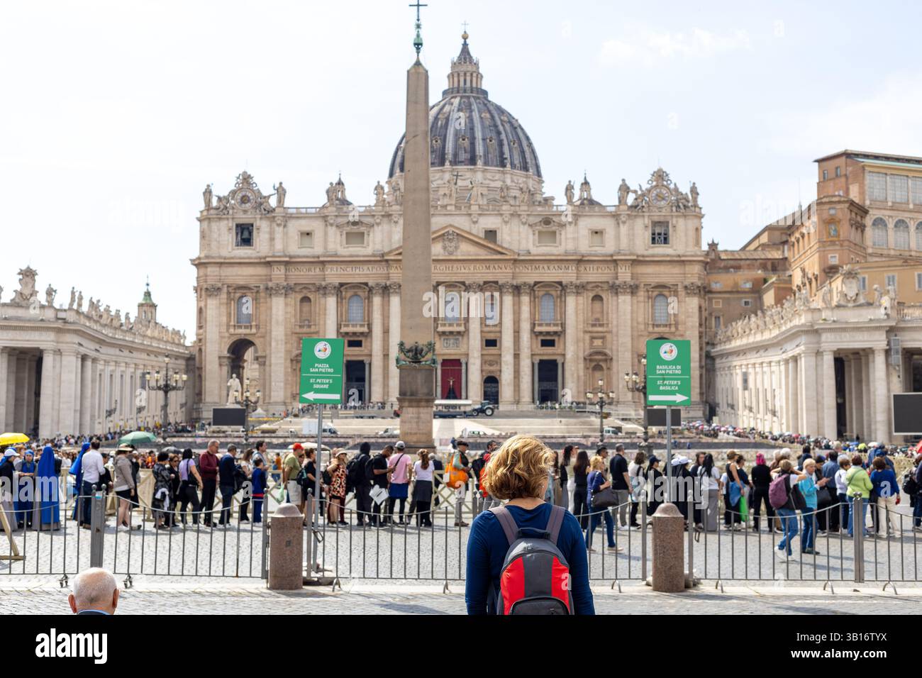 Vatican - April, 23, 2025: People lining up at Saint Peters Square ...