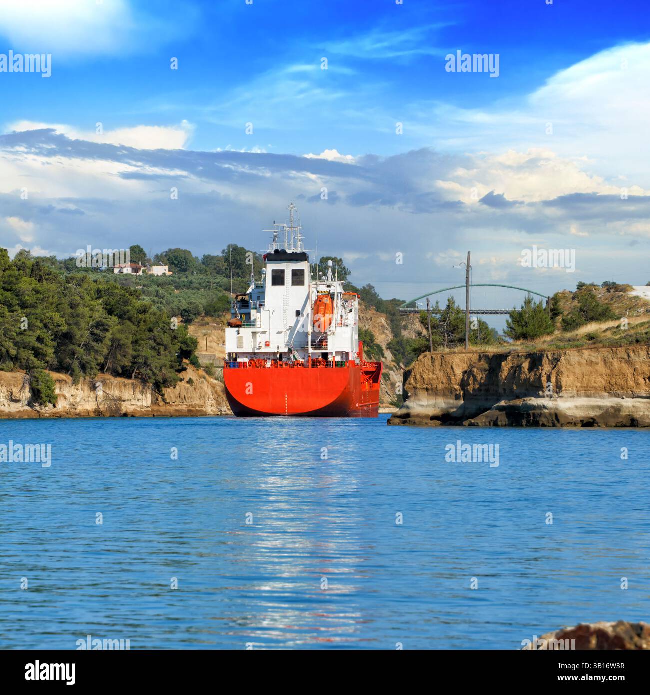 Canal corinth cargo boat hi-res stock photography and images - Alamy