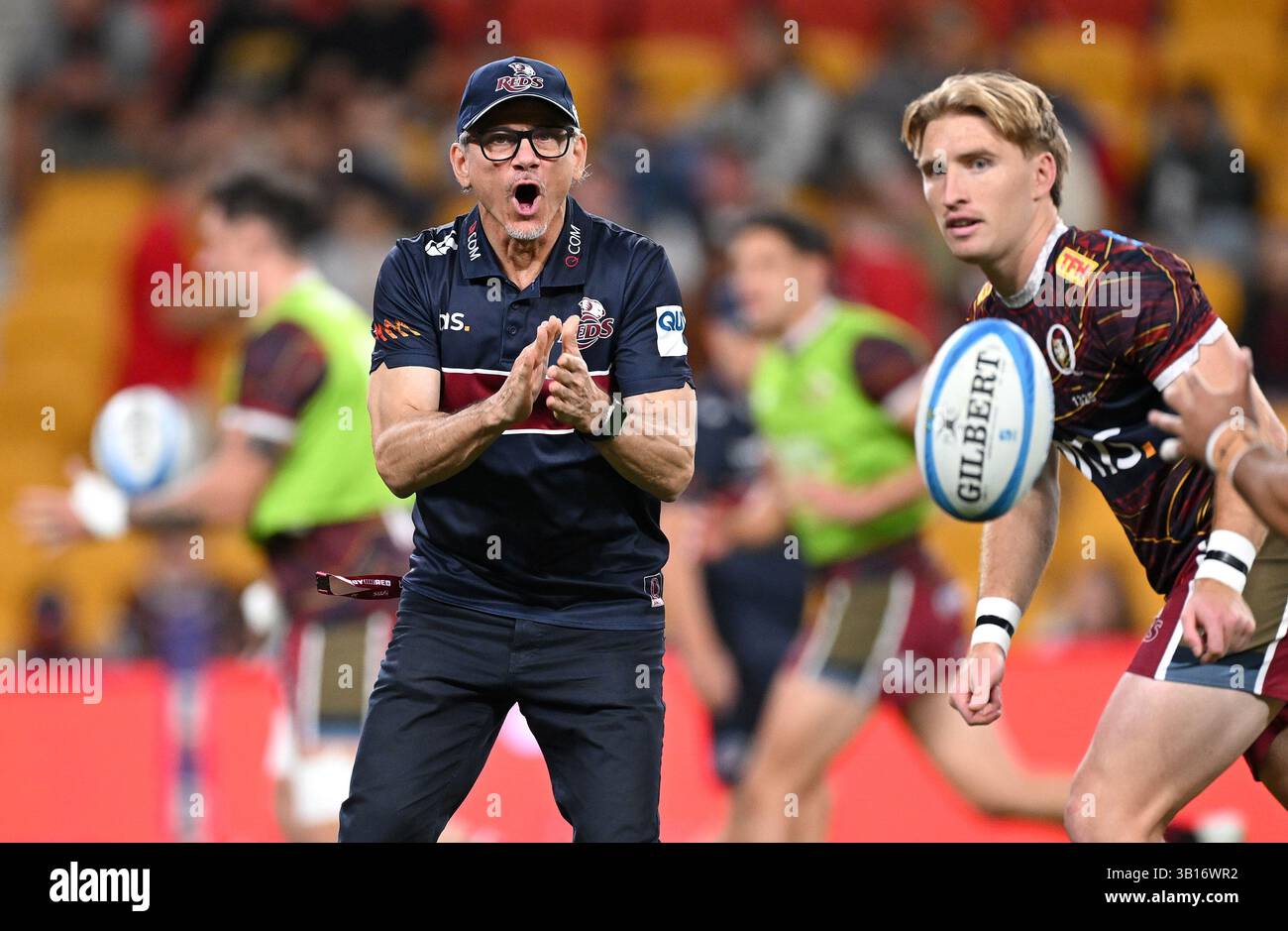 Brisbane, Australia. 25th Apr, 2025. Reds coach Les Kiss is seen during ...