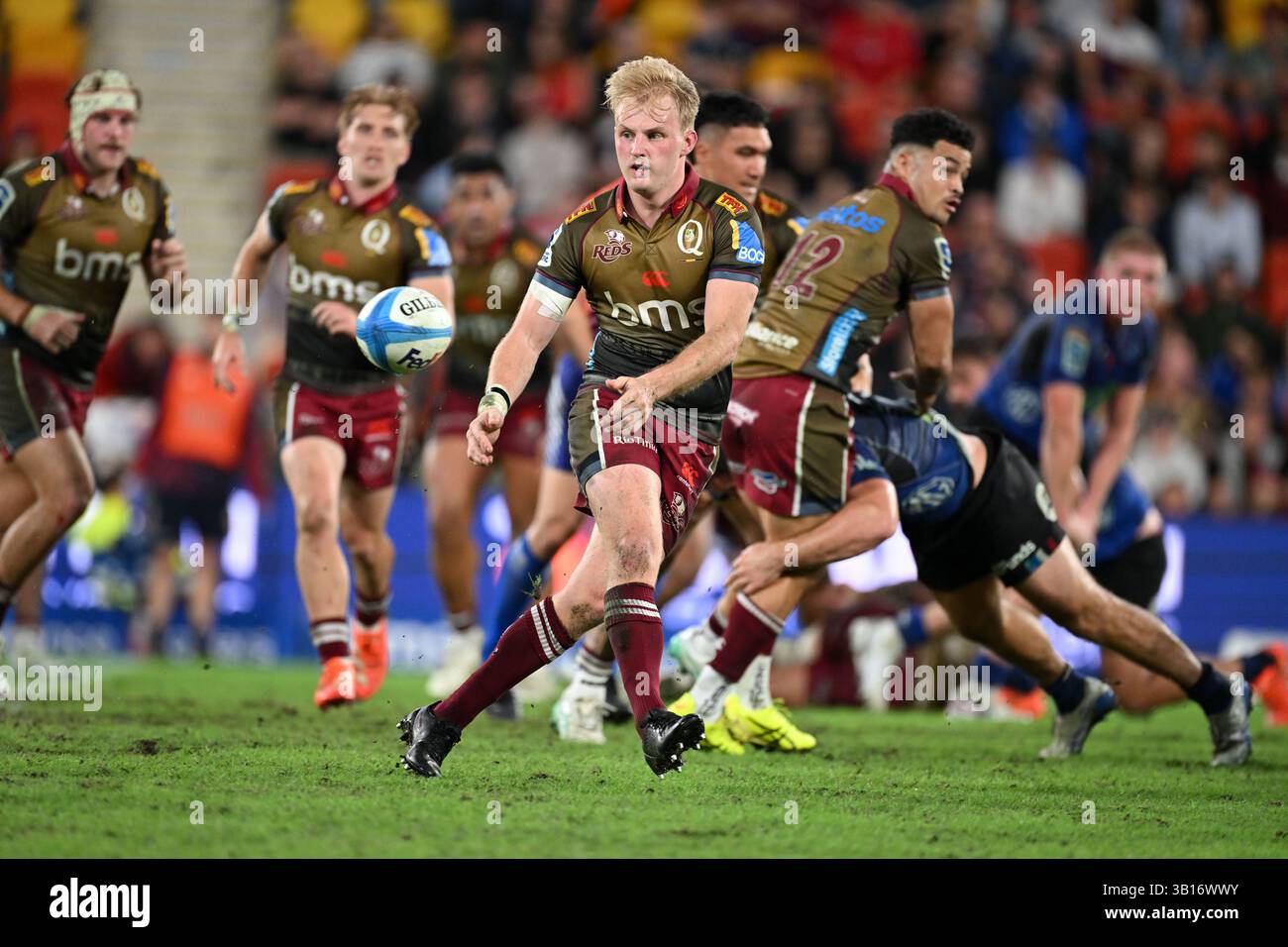 Brisbane, Australia. 25th Apr, 2025. Tom Lynagh of the Reds during the ...