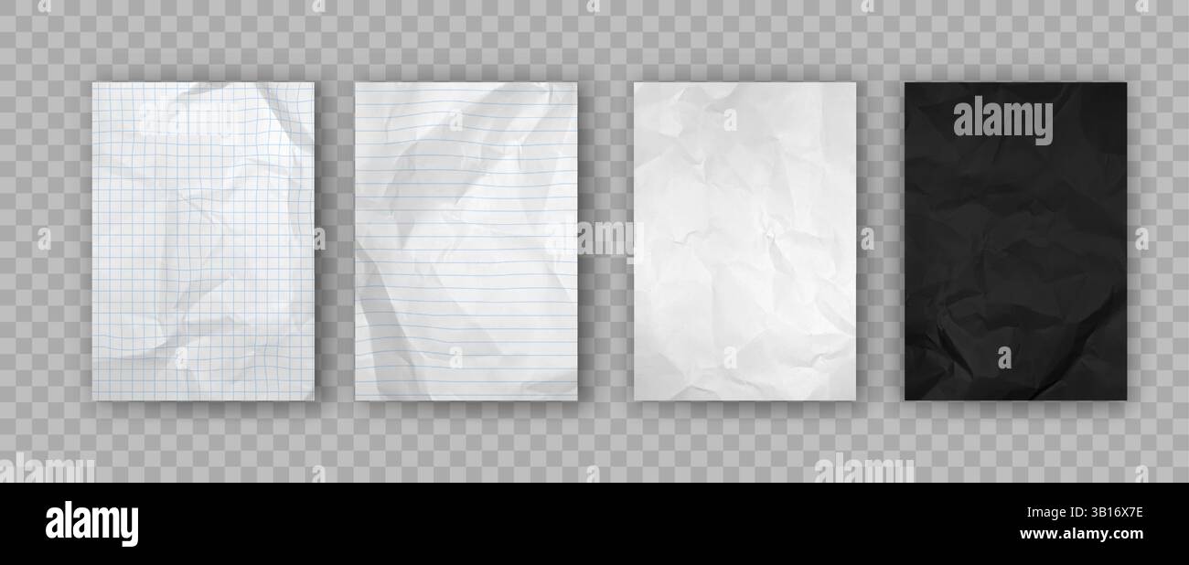 Crumpled notebook papers. Crumpled paper texture for flyers and posters ...