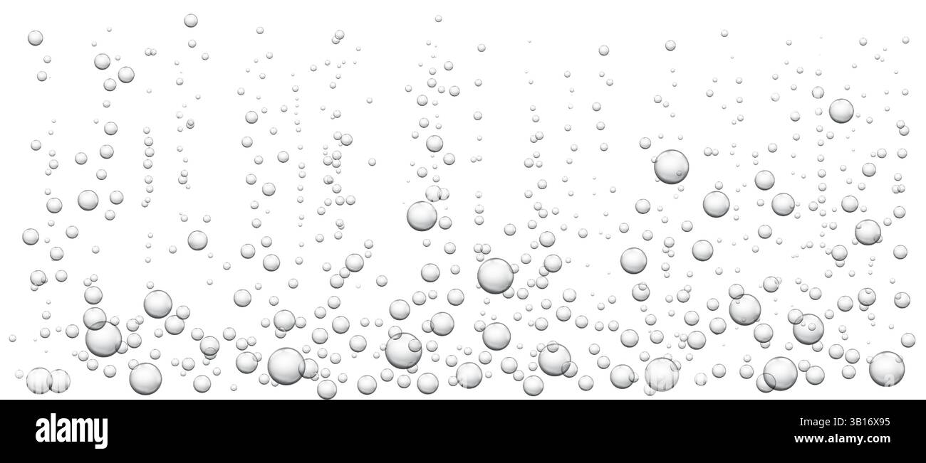 Underwater bubbles. Realistic fizzing air bubbles popping up, fizzy ...