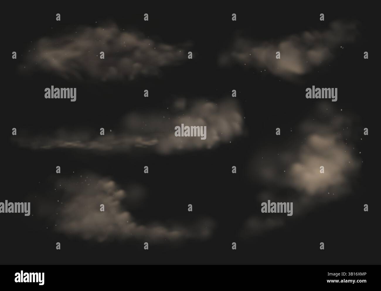 Smoky dust. Realistic white smoke and sand cloud with particles, desert ...