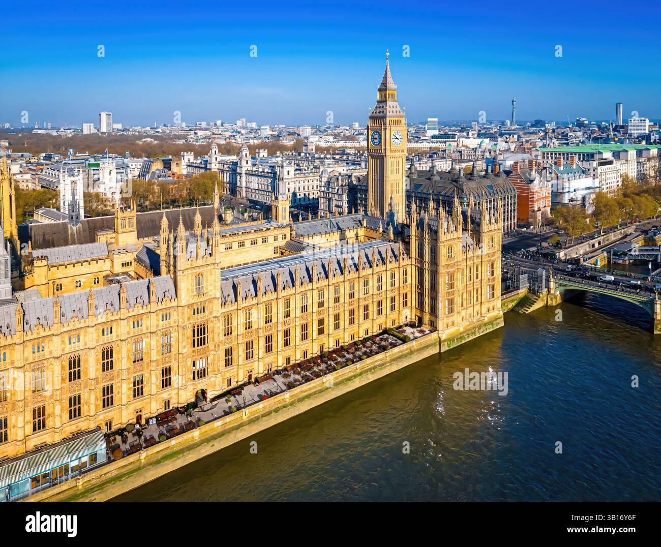 Aerial view of Big Ben in sunny morning in London, UK Stock Photo - Alamy