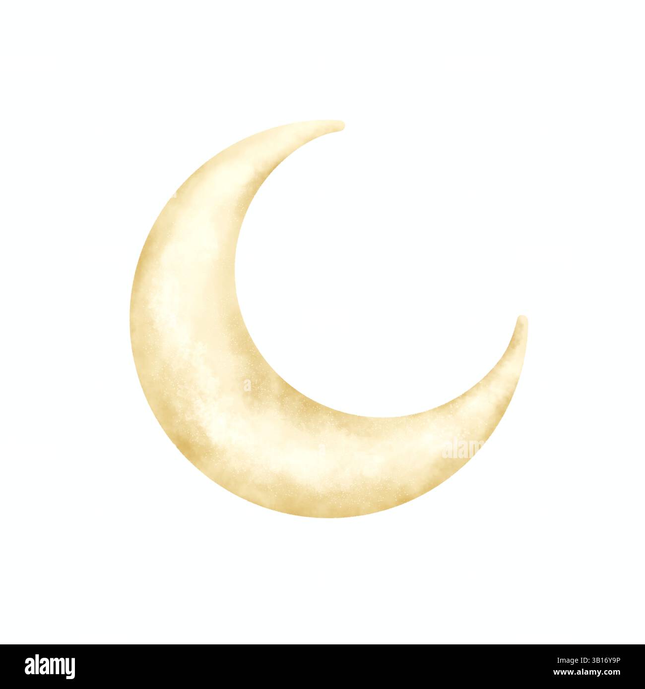Pretty yellow crescent moon drawing watercolor. moon illustration ...