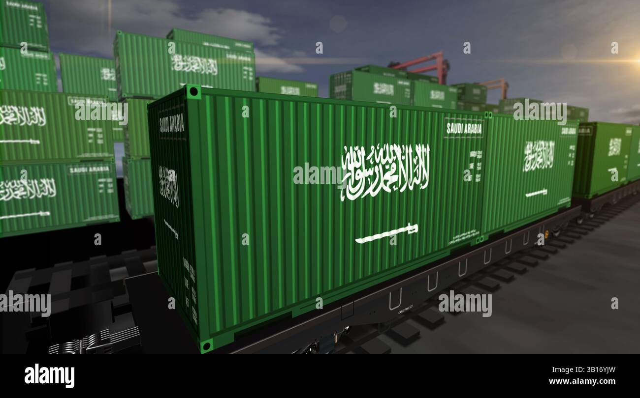 Saudi Arabia export production and import containers on a freight ...