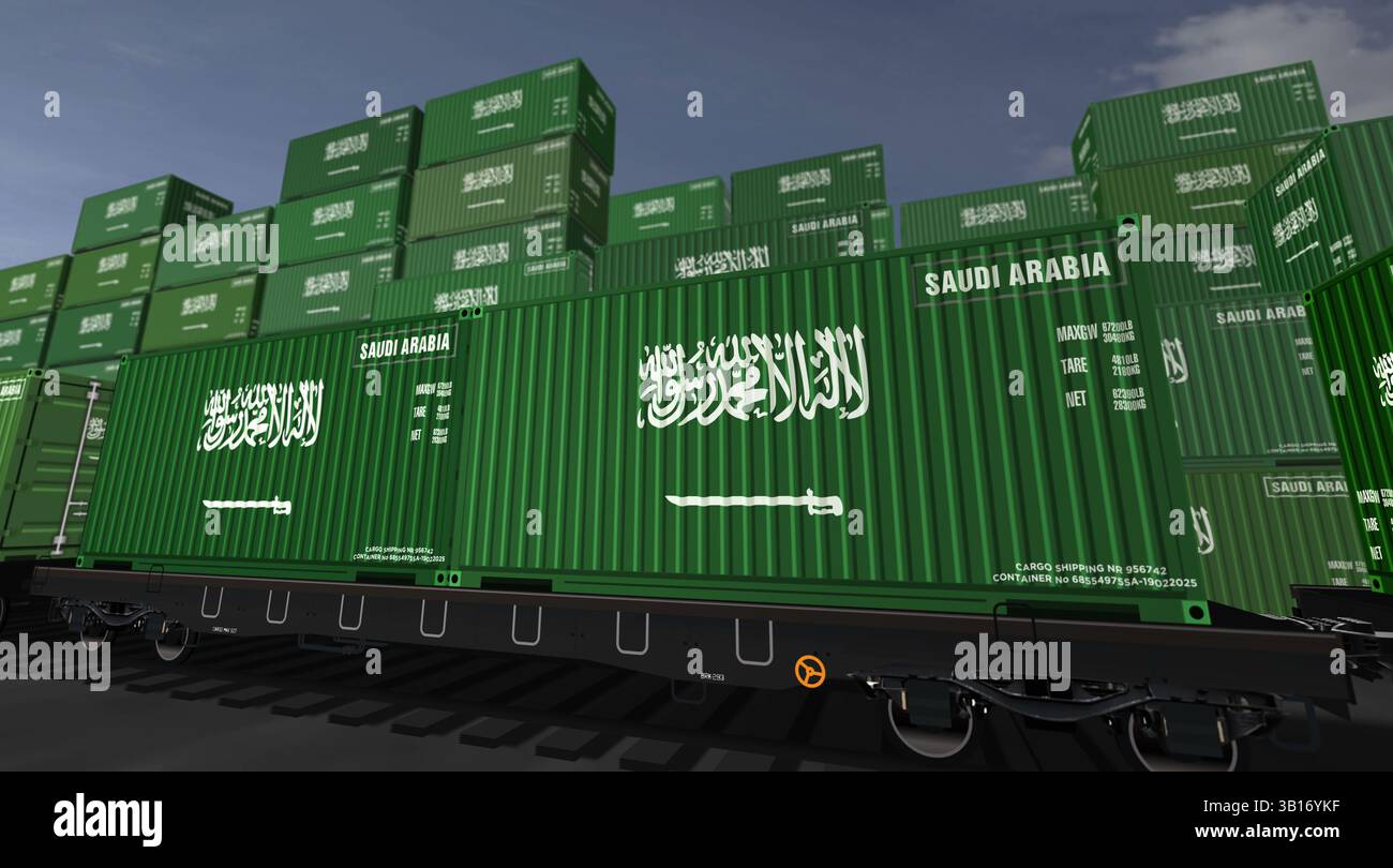 Saudi Arabia export production and import containers on a freight ...