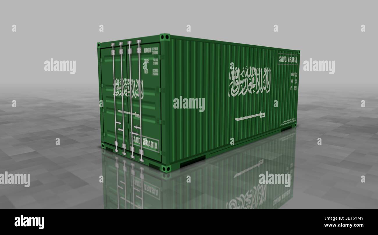 Saudi Arabia export production and import cargo containers in row ...