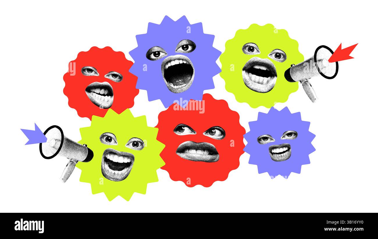 Conflict in colorful collage hi-res stock photography and images - Alamy