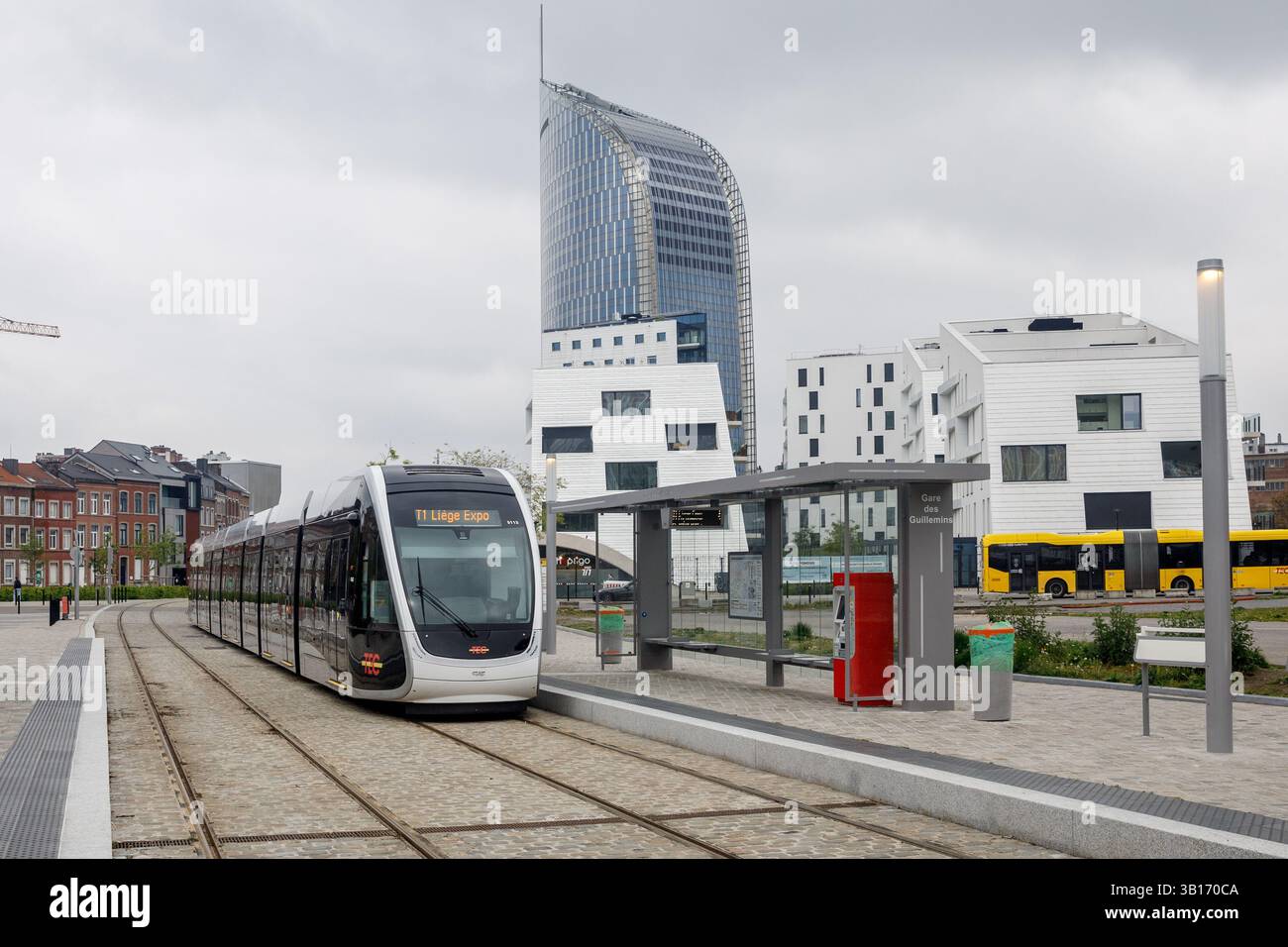 Liege, Belgium. 25th Apr, 2025. A test ride on the new T1 tramline in ...