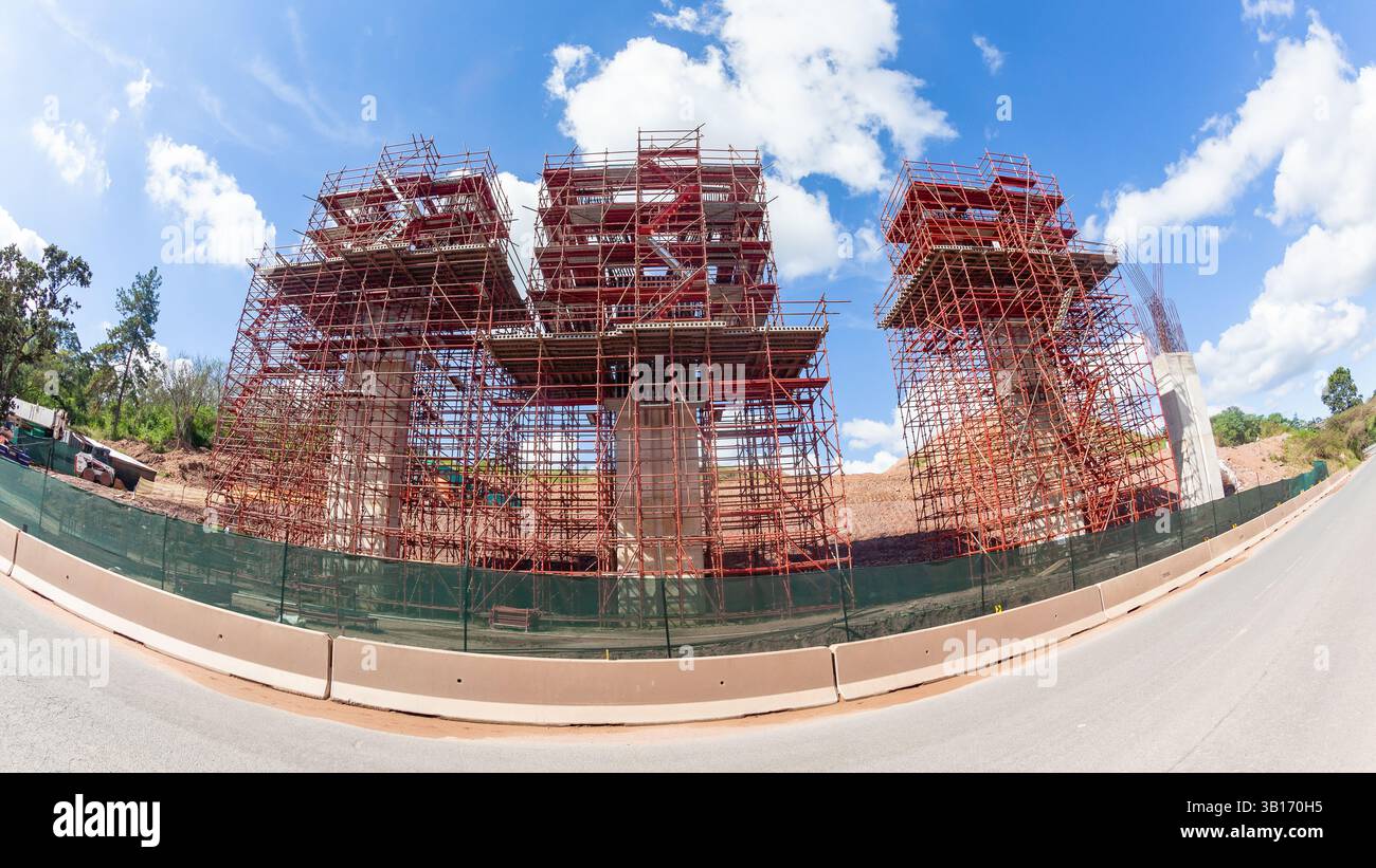 New High Elevated Highway Bridge contruction in progress with ...