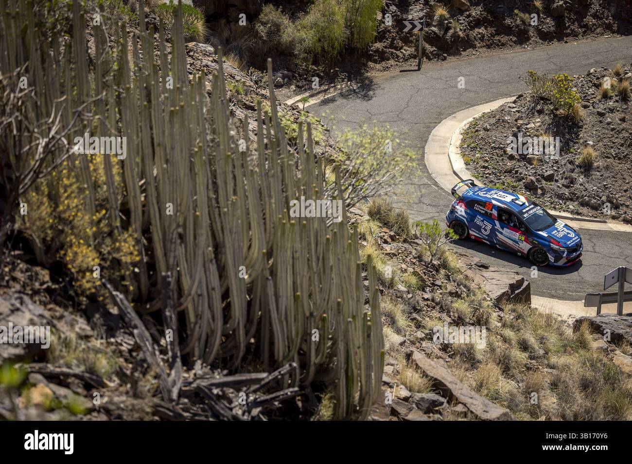 59 Arthur PELAMOURGUES, Bastien POUGET, Renault Clio Rally3, action during the 2025 Rally Islas ...