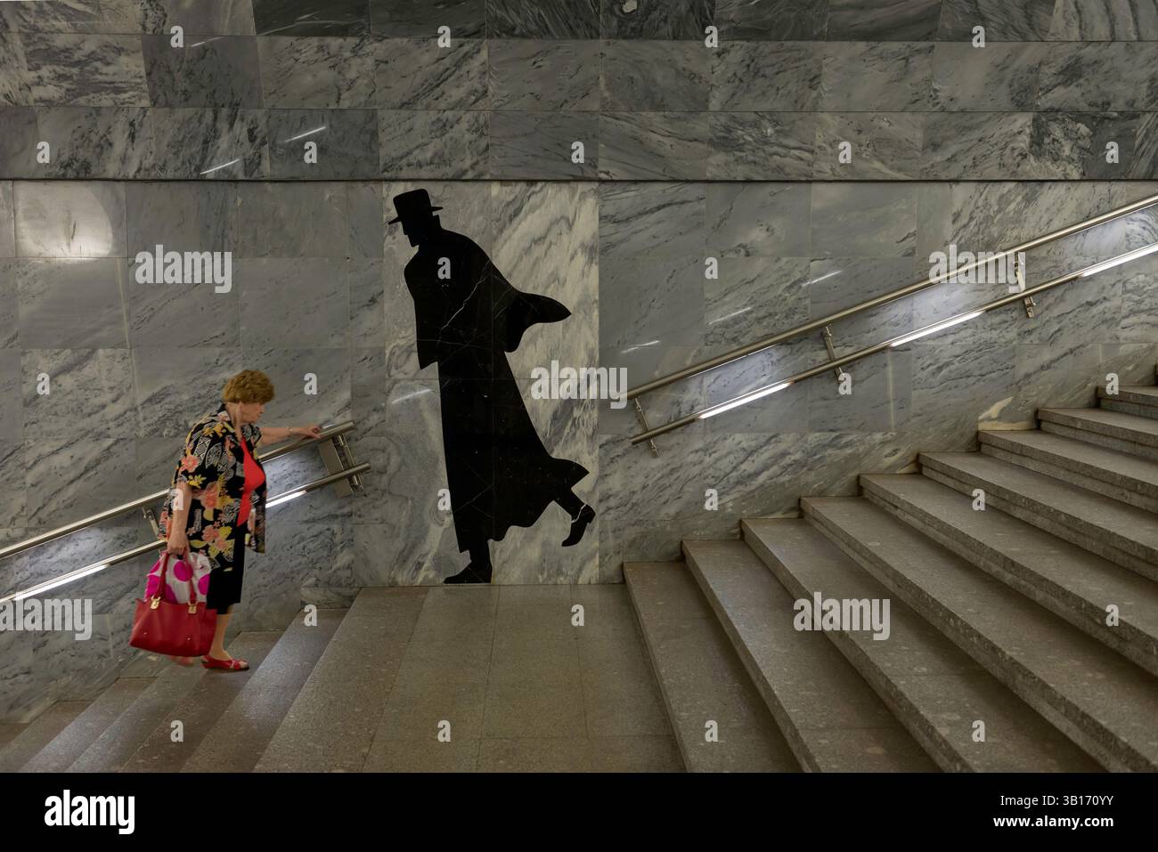Dostoevskaya metro station, with murals depicting symbols from the ...