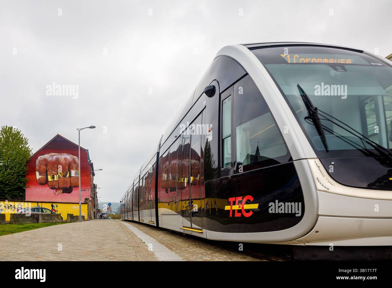 Liege, Belgium. 25th Apr, 2025. A test ride on the new T1 tramline in ...