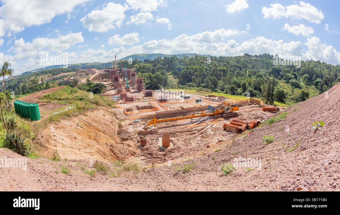 New High Elevated Highway Bridge construction in progress with ...