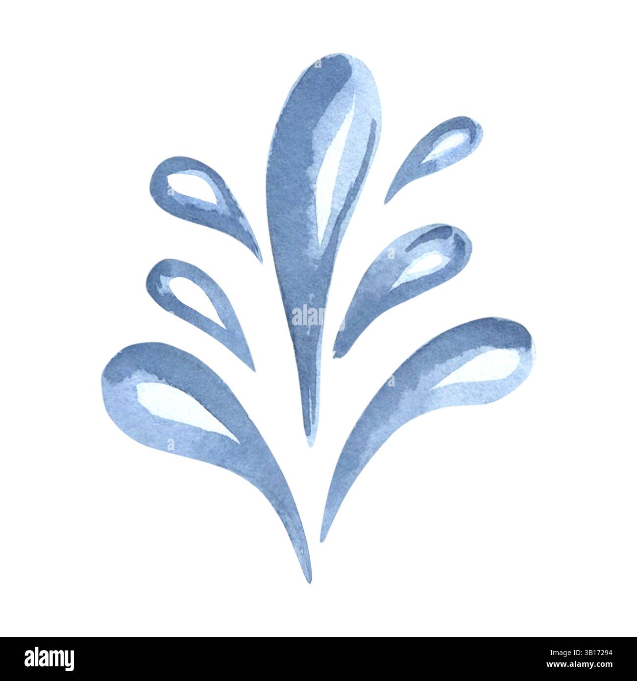 Fountain of blue drops of sea water watercolor illustration for kids ...