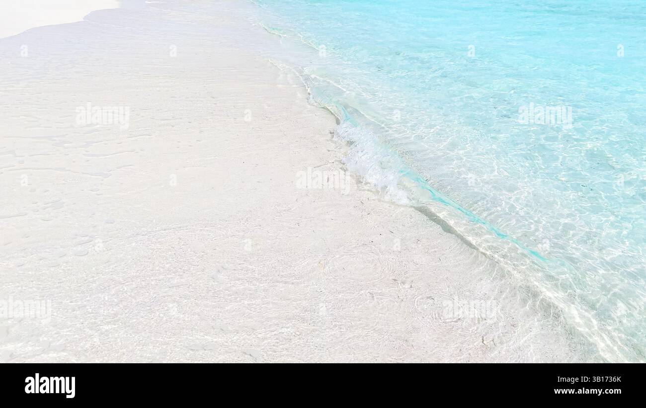 Top view of tropical beach with white sand and clear blue ocean ...