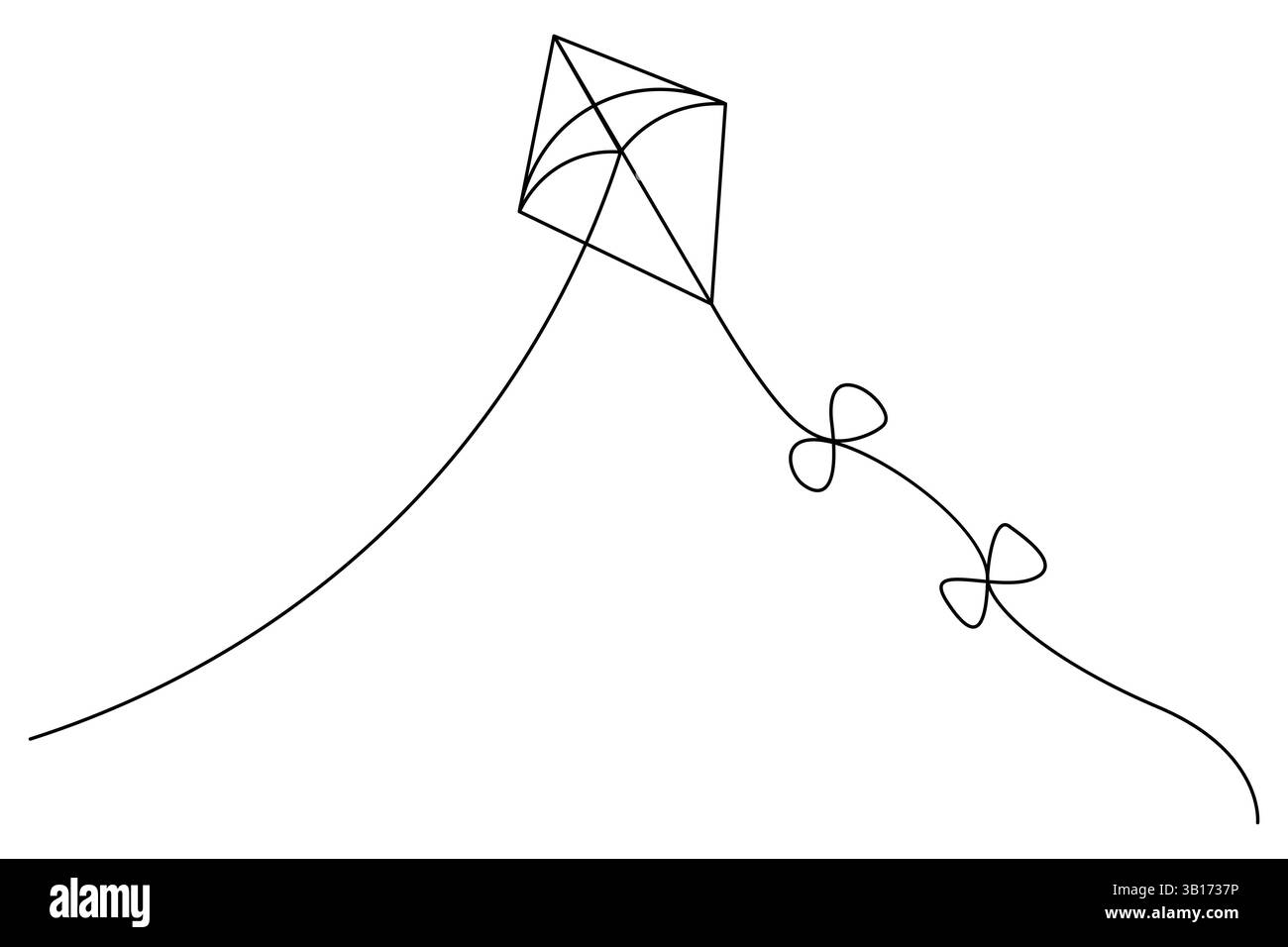 Kite continuous single line art drawing of outline vector illustration ...