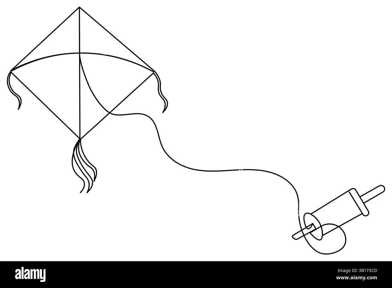 Kite continuous single line art drawing of outline vector illustration ...
