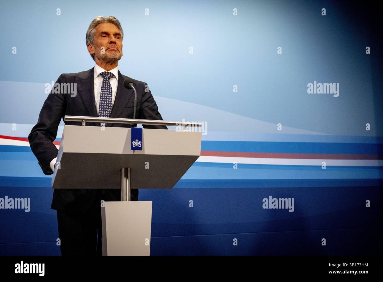 Dutch Prime Minister Dick Schoof speaks to the press after the weekly ...