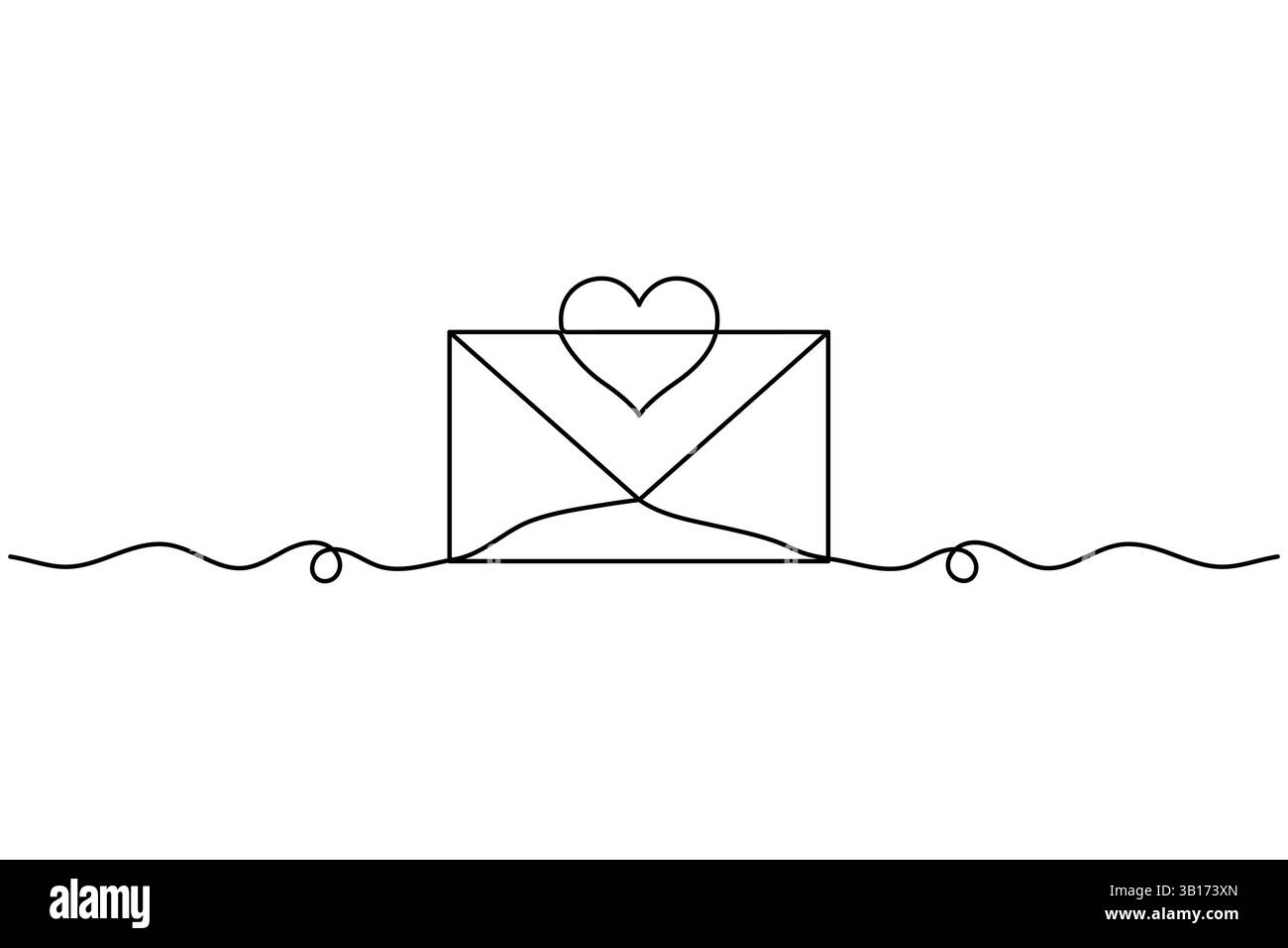 Love latter continuous one line drawing of valentines day outline ...