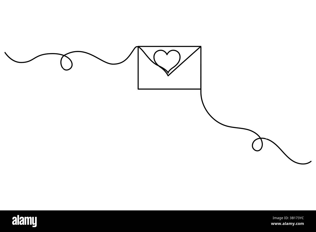 Love latter continuous one line drawing of valentines day outline ...
