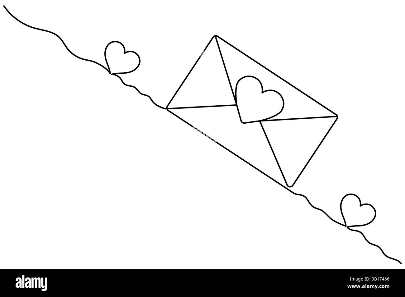 Love latter continuous one line drawing of valentines day outline ...