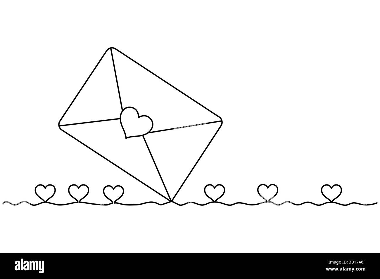 Love latter continuous one line drawing of valentines day outline ...