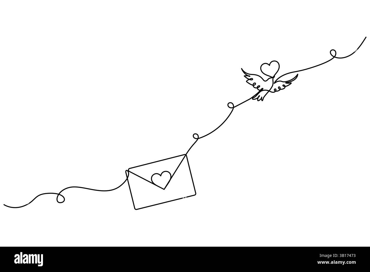 Love latter continuous one line drawing of valentines day outline ...