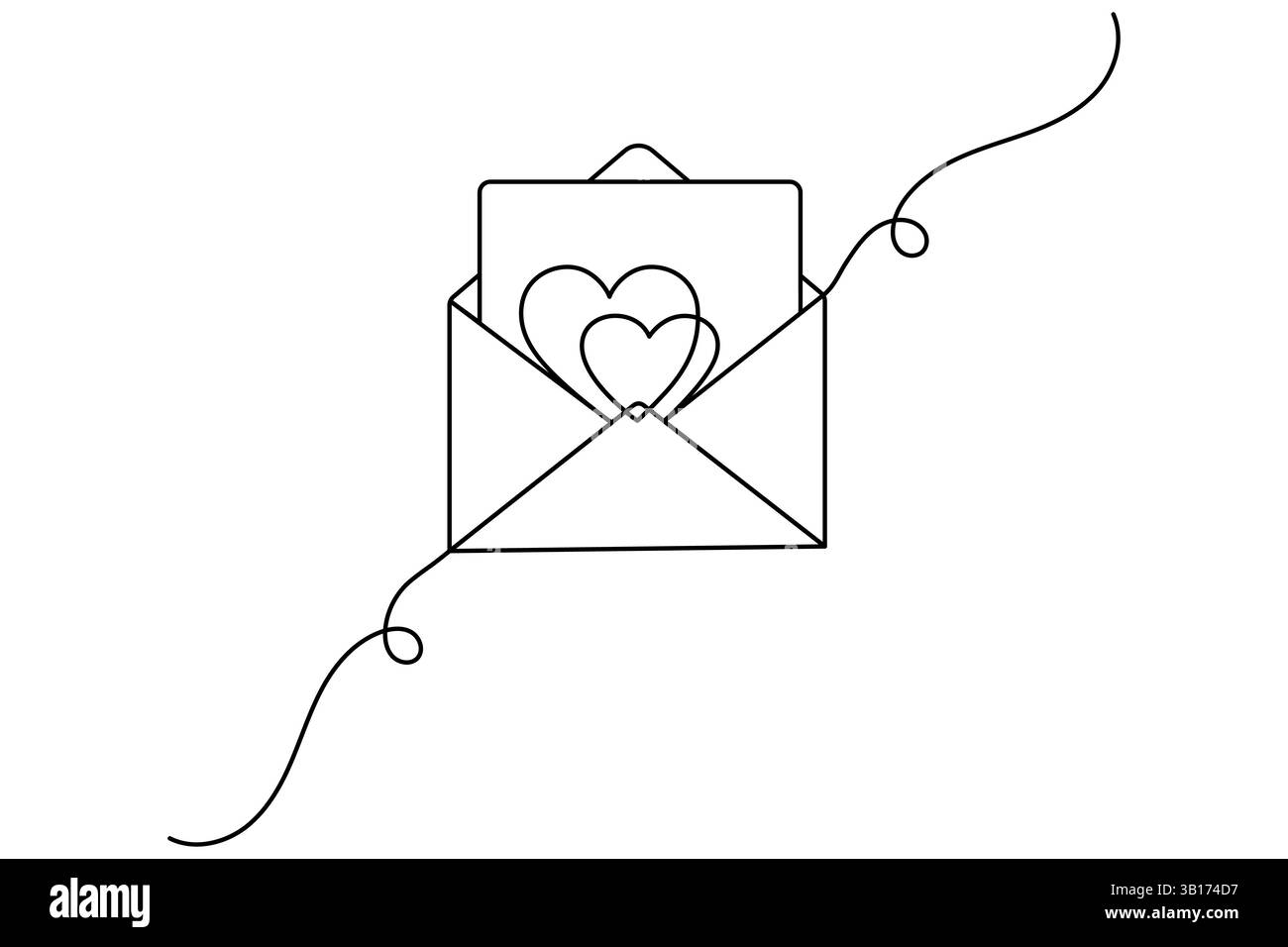 Love latter continuous one line drawing of valentines day outline ...