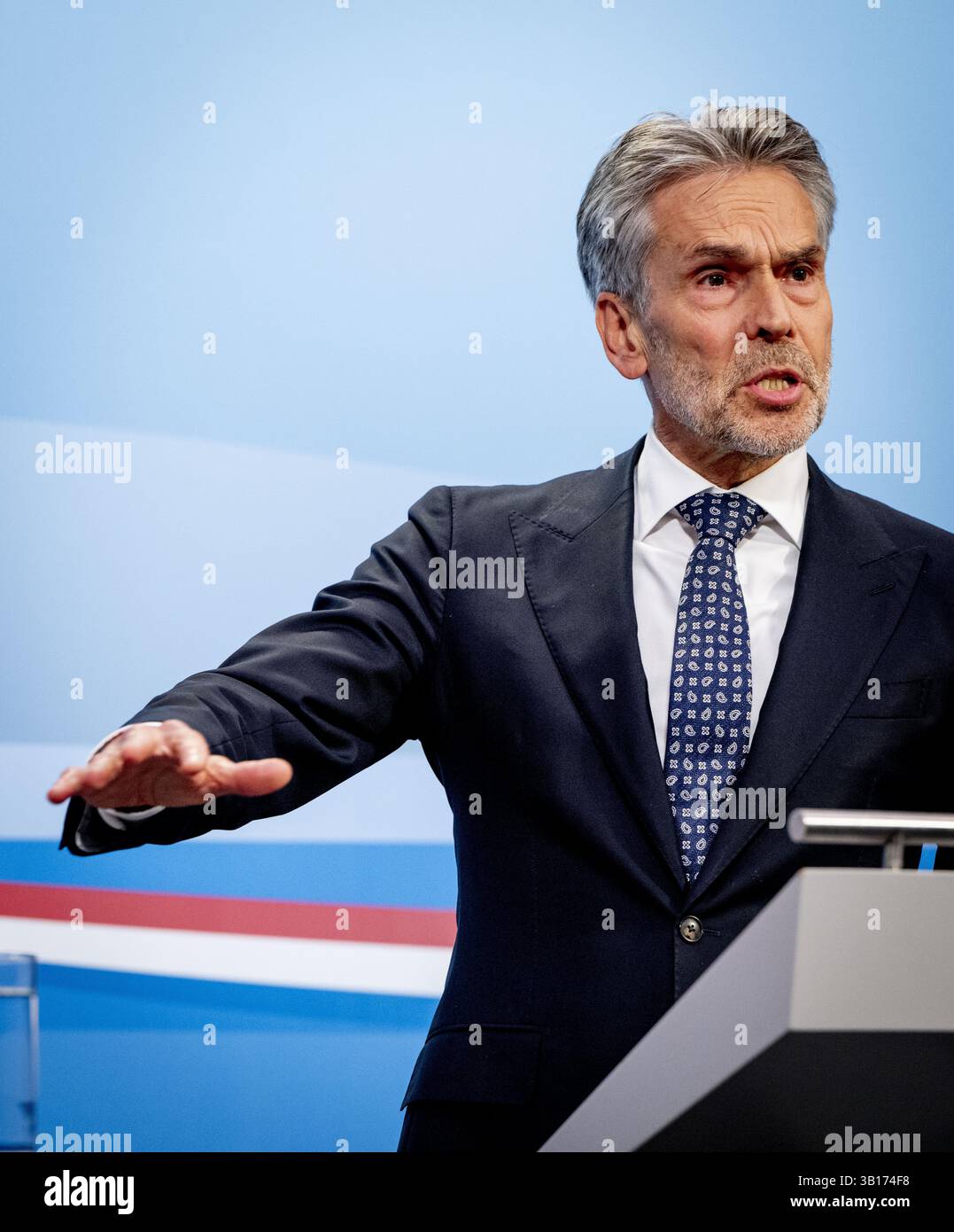 DEN HAAG - Prime Minister Dick Schoof speaks to the press after the ...