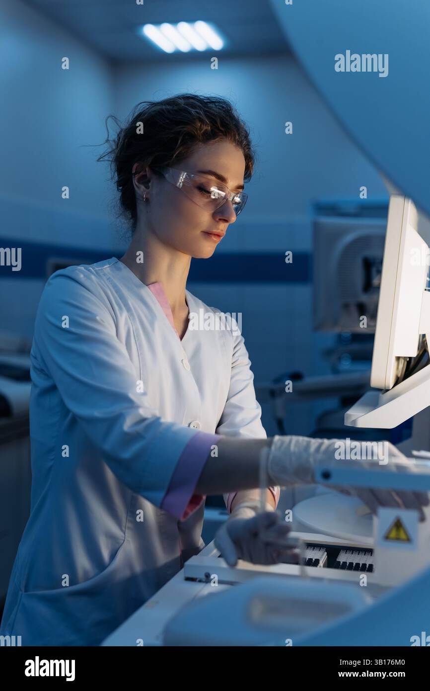 Modern Medical Research Laboratory. Woman Scientists Working, Using ...