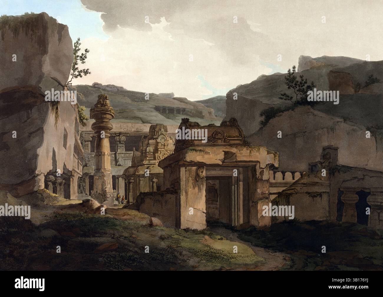 Indra Sabha, a Jain cave north of the Kailash temple in Ellora, known ...