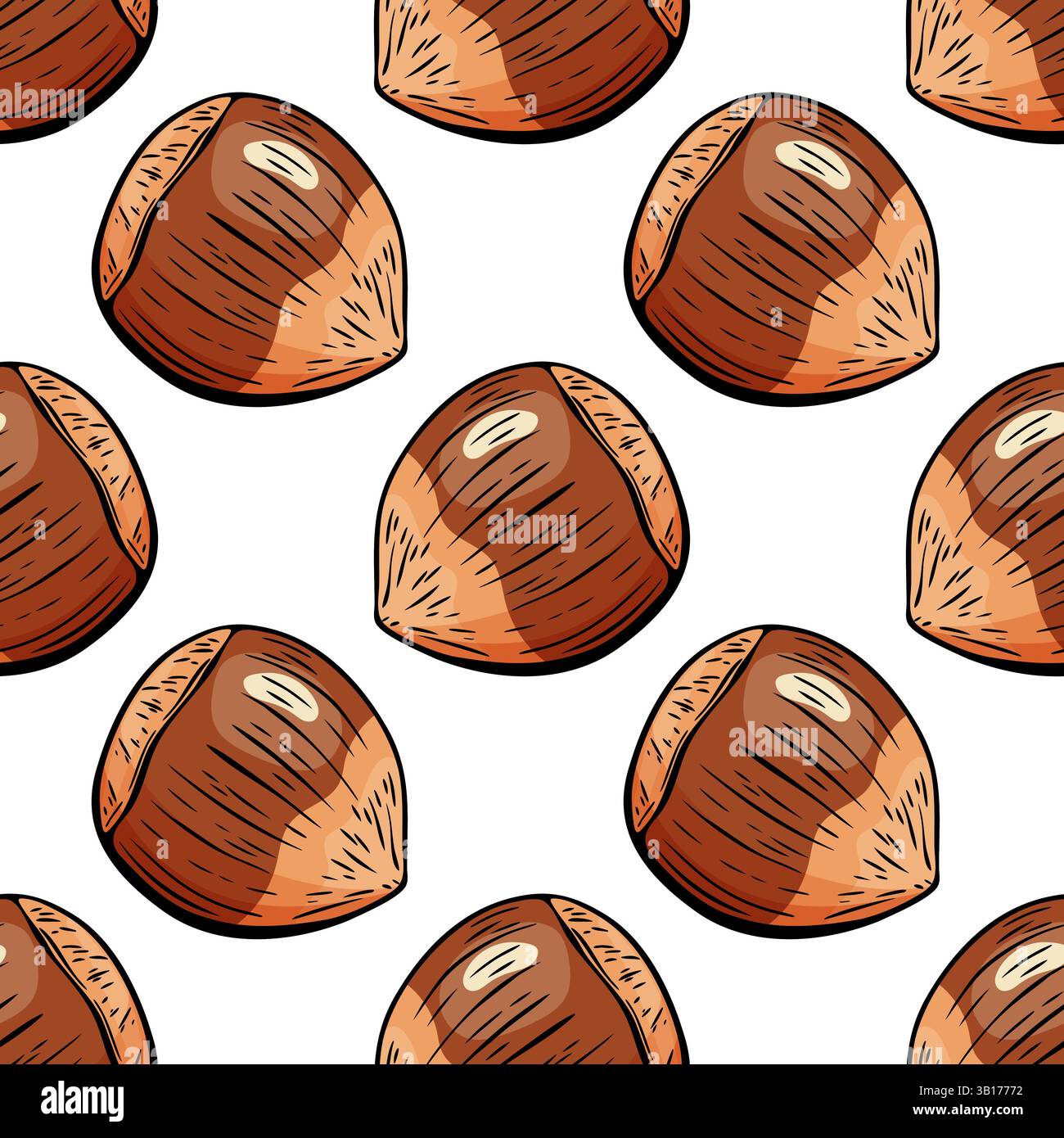 Vector hazelnut pattern with close-up detail, ideal for packaging ...