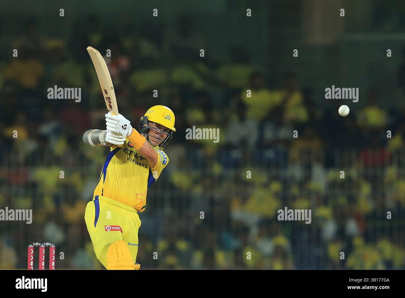 Chennai Super Kings' Sam Curran plays a shot during the Indian Premier ...
