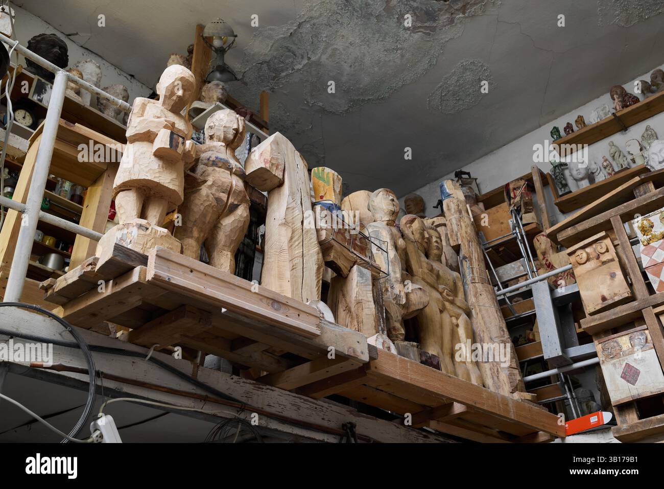 Wooden Sculptures in the Artistic Workshops Creative Storage Area for ...