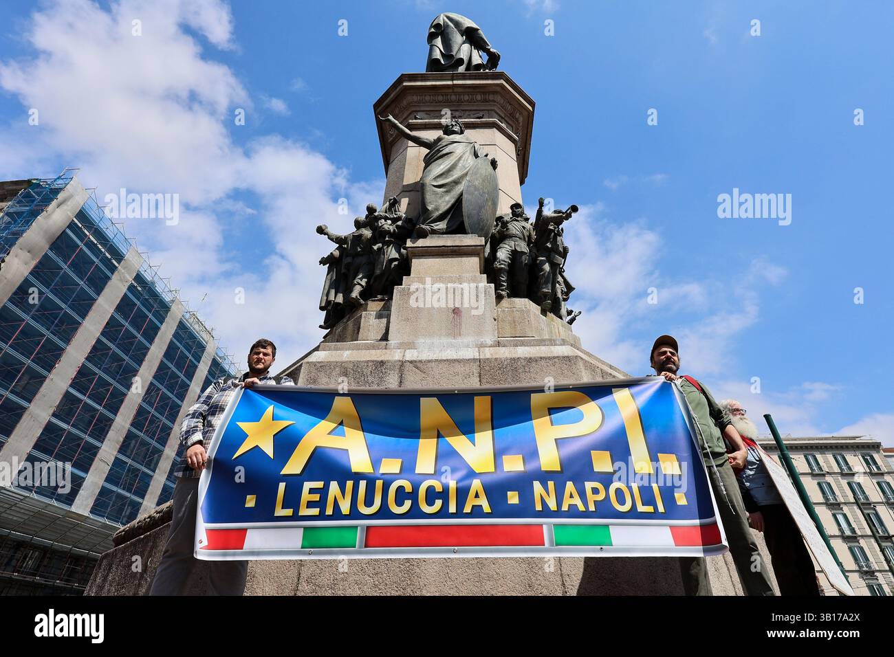 Naples, Italy, 25 April 2025. People during the demonstration to ...