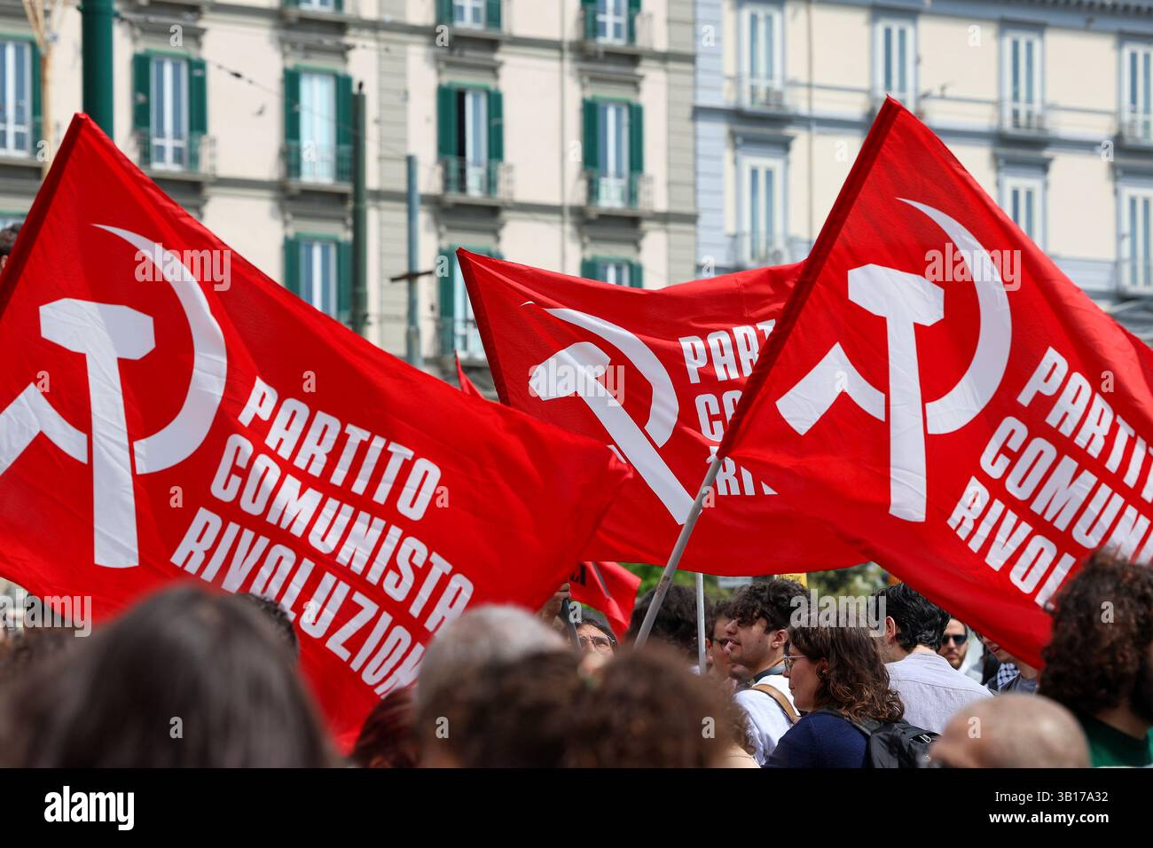 Naples, Italy, 25 April 2025. People during the demonstration to ...