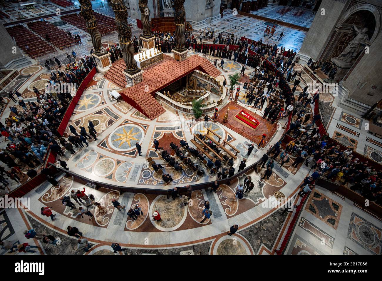 Vatican City, Vatican. 24th Apr, 2025. Ariel view of the body of Pope ...