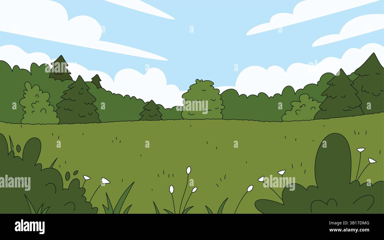 Farm meadow valley forest Stock Vector Images - Alamy