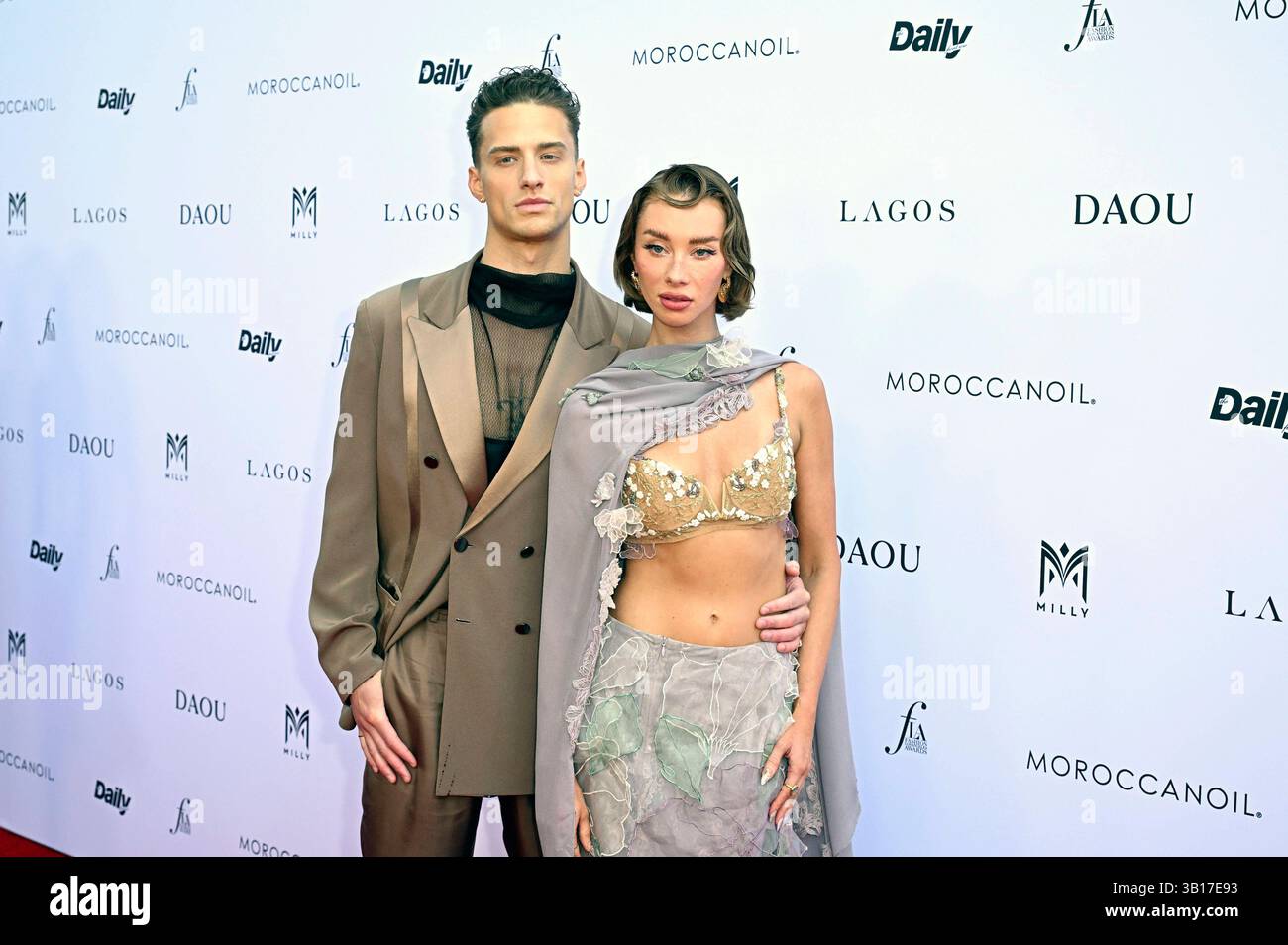 Nicholas Birchall und Olivia Davis bei der Verleihung der 9. Fashion Los Angeles Awards im ...