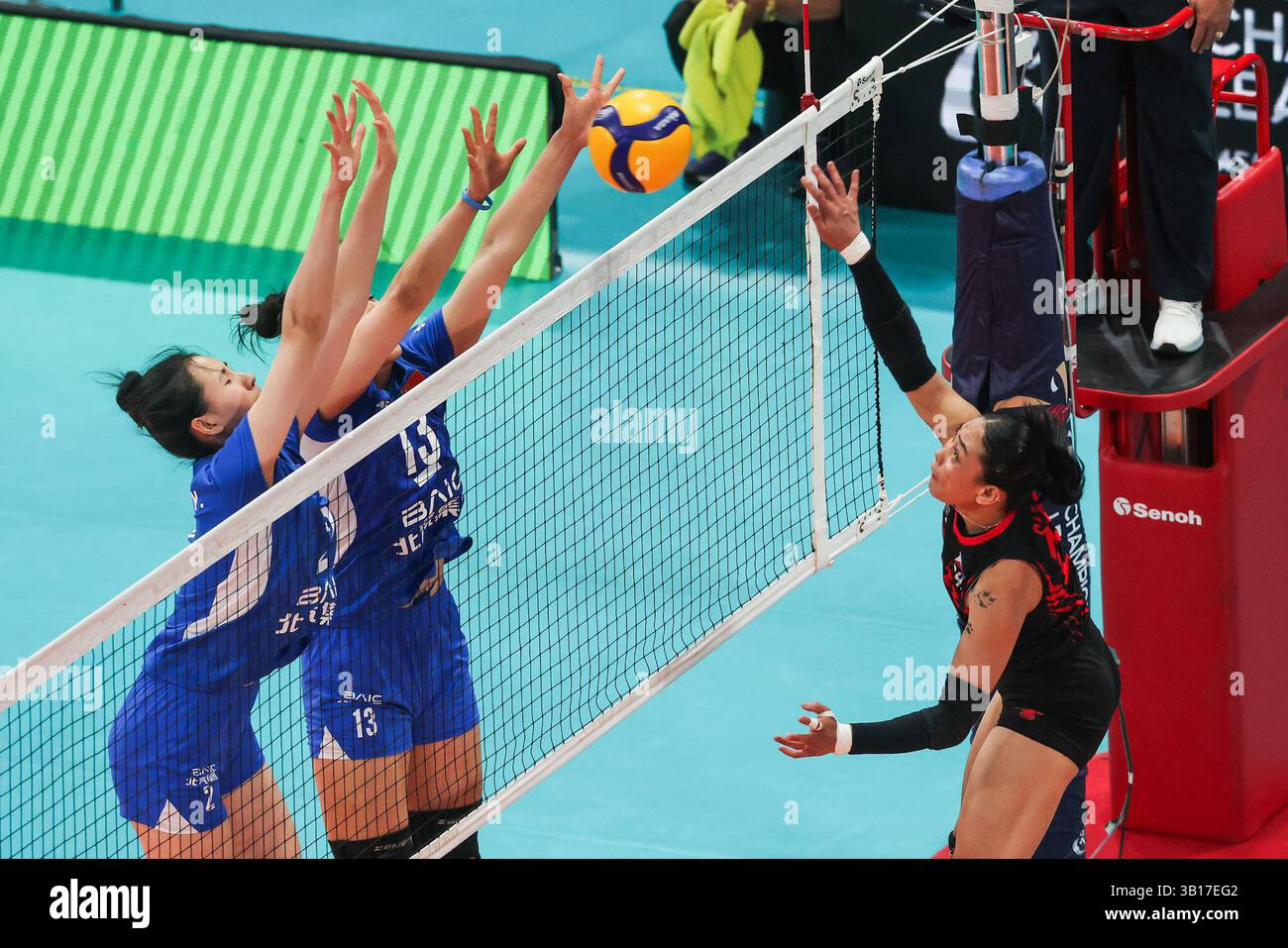 Pasig City, Philippines. 25th Apr, 2025. Jin Ye (back R) and Shen ...