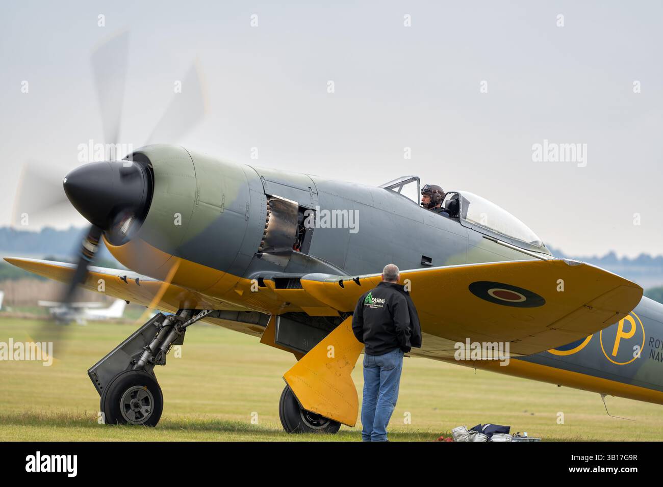 A Hawker Sea Fury FB.11, a British post-war piston-engined fighter ...