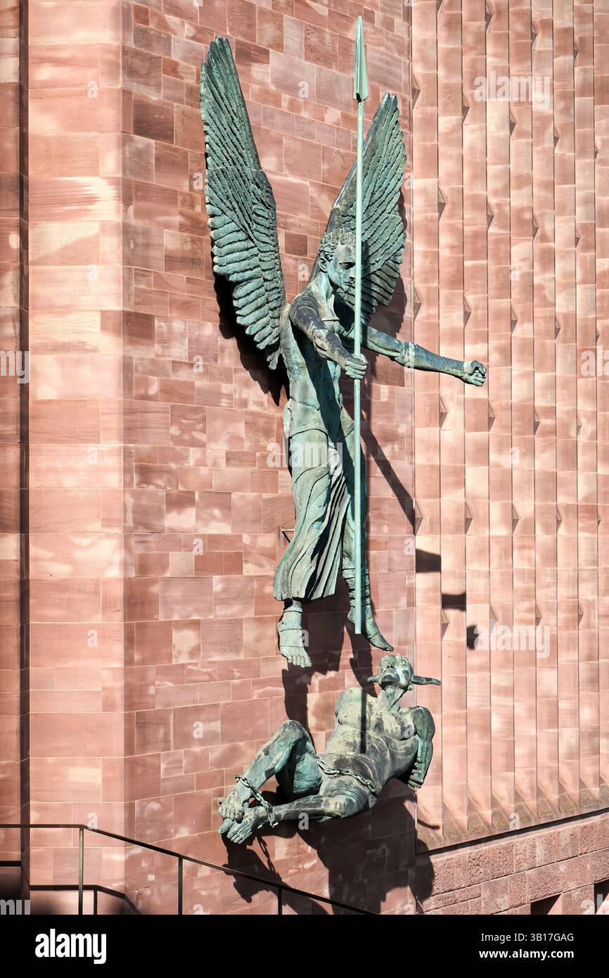 Bronze statue of Saint Michael slaying the Devil, adorning the exterior ...