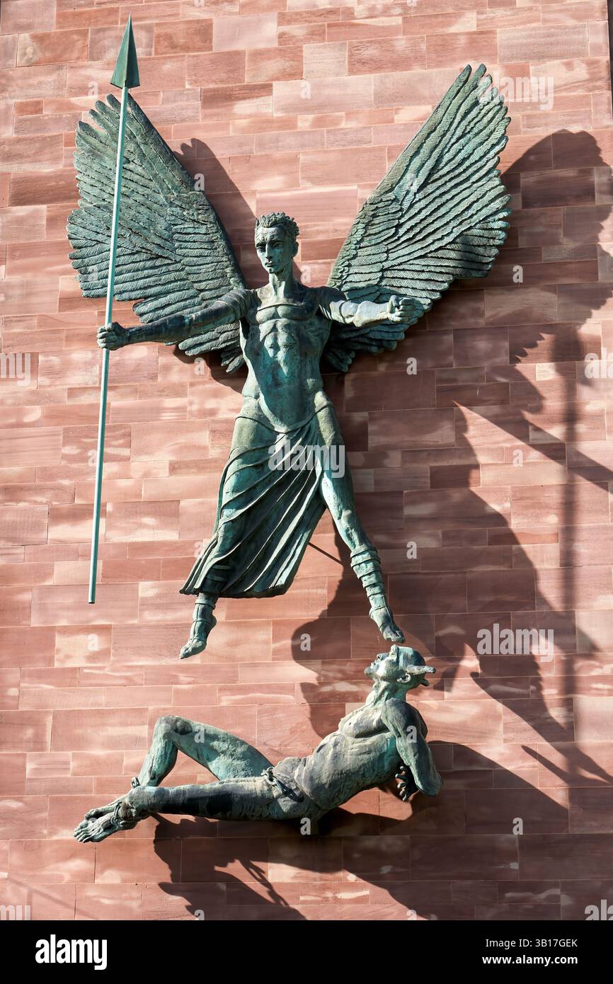 A bronze statue of Archangel Michael vanquishing Satan, adorns the ...